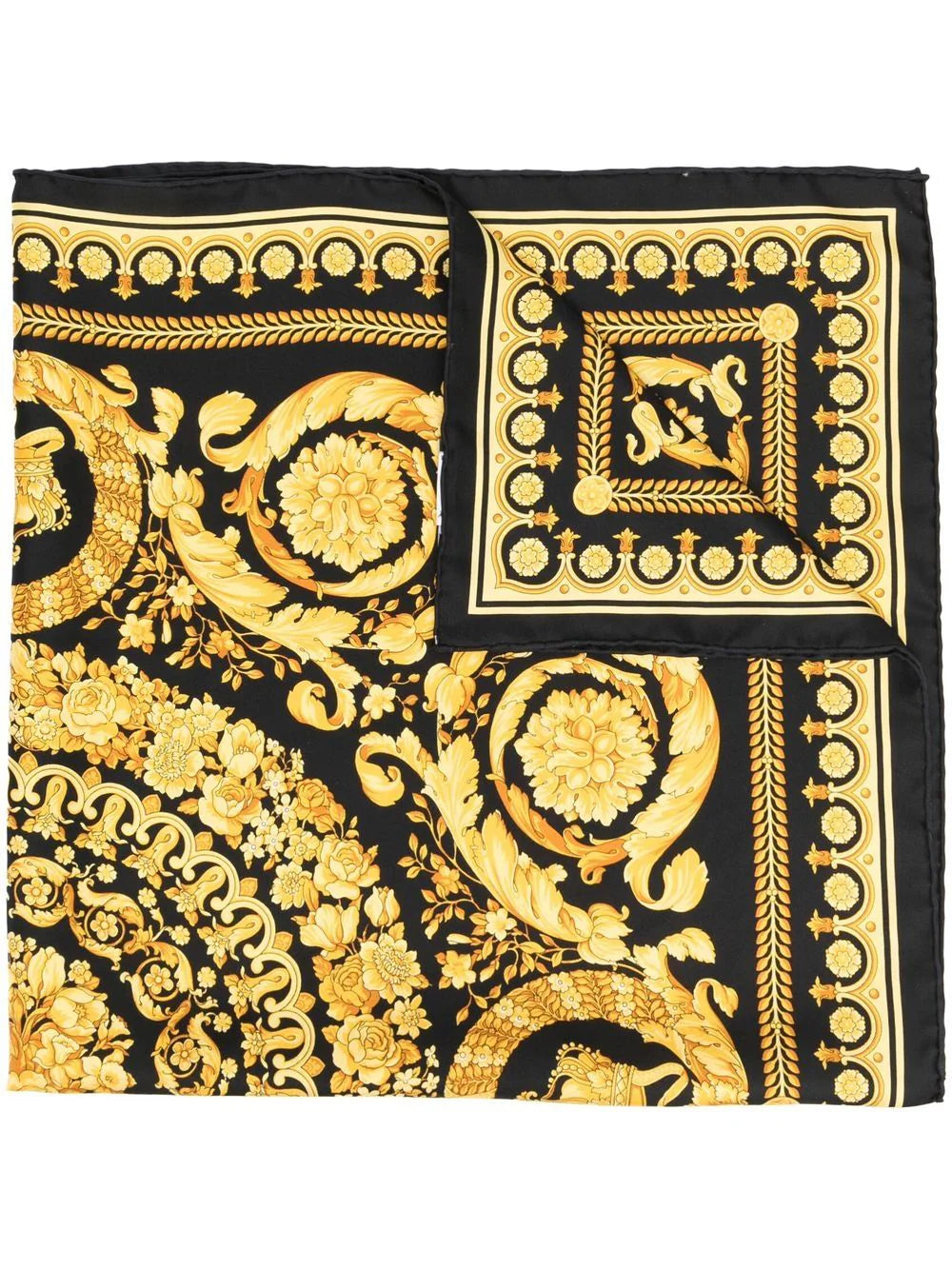 Versace Black and Gold Baroque Silk Scarf – David Lawrence